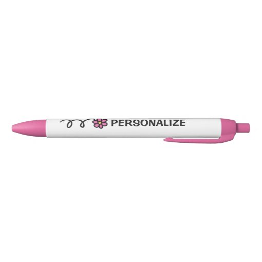 Custom name cute girly pink daisy flower logo pen | Zazzle
