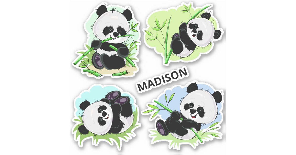 Custom name Cute Panda stickers | Zazzle
