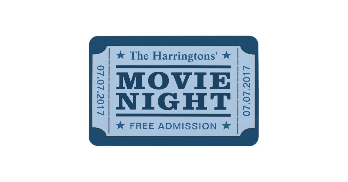 Custom name & date “Movie Ticket” magnet | Zazzle