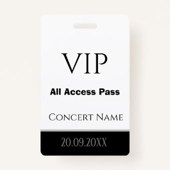 Custom Name Date VIP All Access Pass Concert Badge | Zazzle