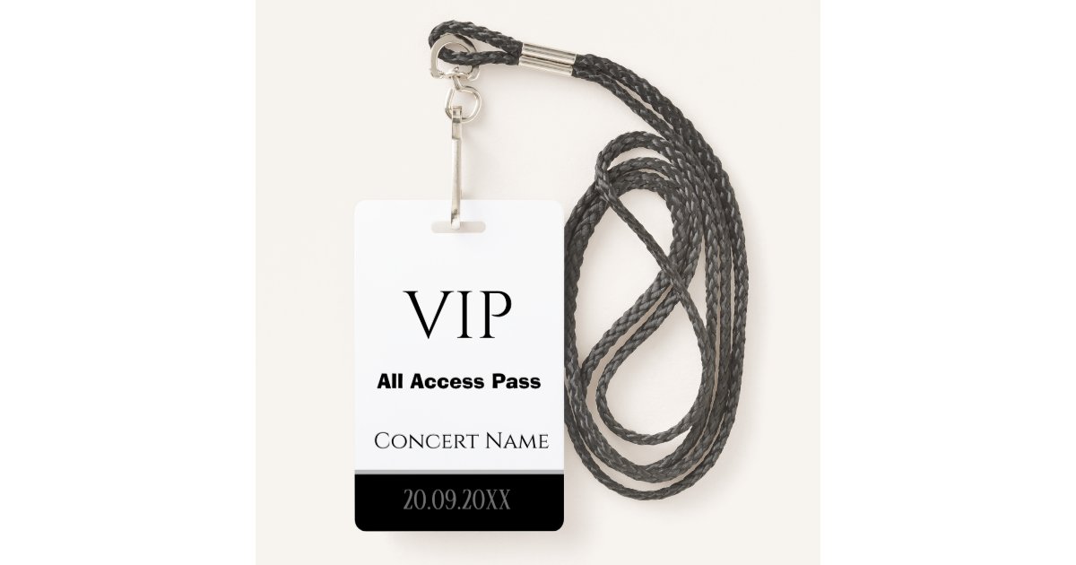 Custom Name Date VIP All Access Pass Concert Badge | Zazzle