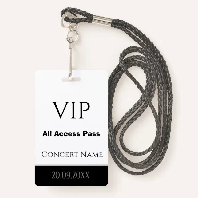Custom Name Date VIP All Access Pass Concert Badge | Zazzle