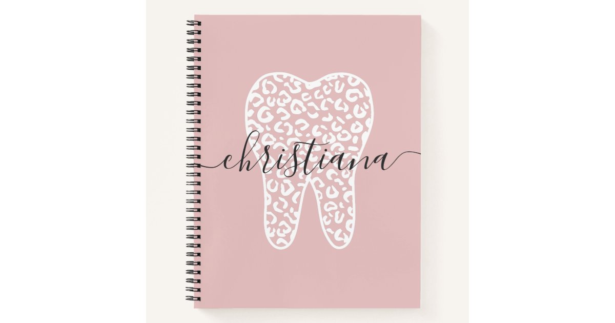 Custom Name Dental Leopard Print Tooth Notebook | Zazzle