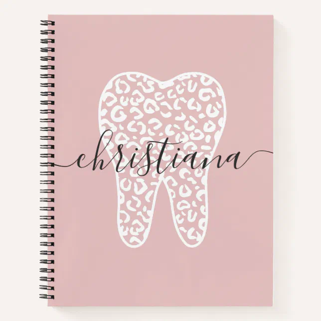 Custom Name Dental Leopard Print Tooth Notebook | Zazzle