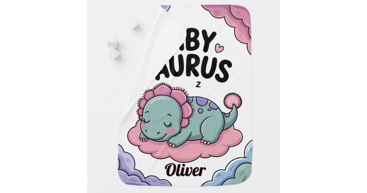 Custom Name Dinosaur Babysaurus Baby Blanket | Zazzle
