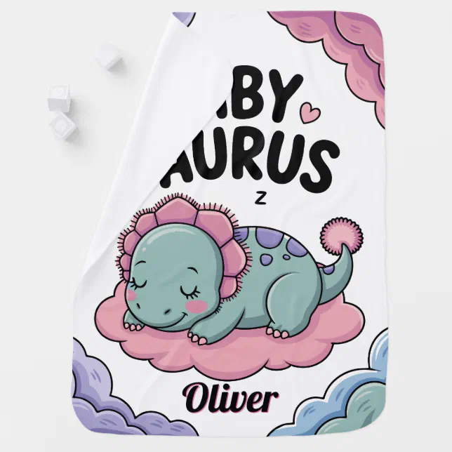Custom Name Dinosaur Babysaurus Baby Blanket | Zazzle