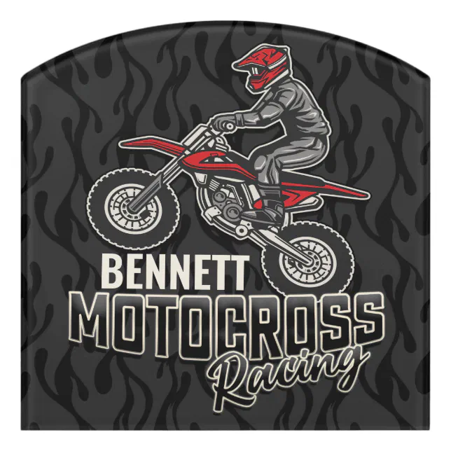 Custom NAME Dirt Bike Rider Motocross Racing Door Sign | Zazzle