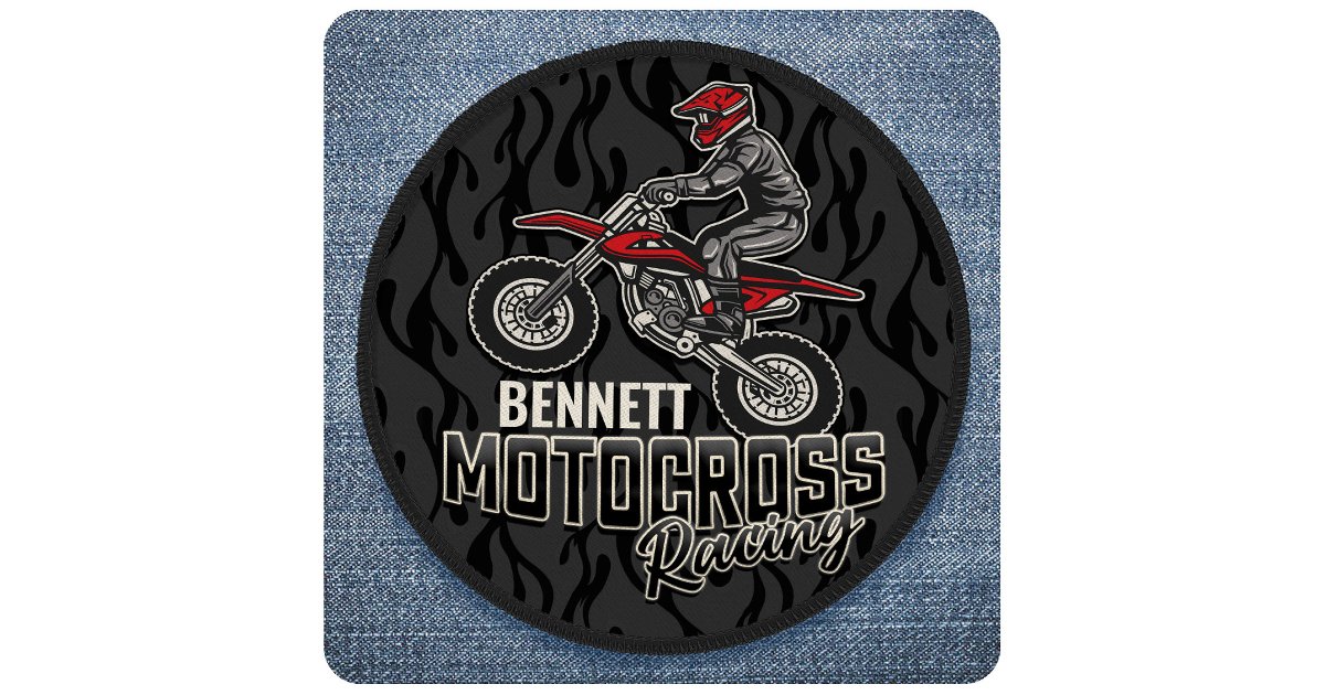 Custom NAME Dirt Bike Rider Motocross Racing Patch | Zazzle