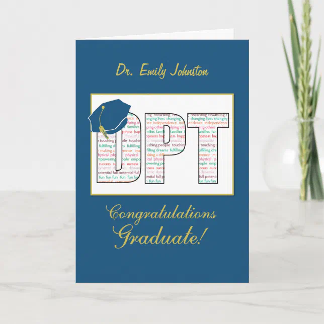 Custom Name Doctor Physical Therapy Graduation Card | Zazzle