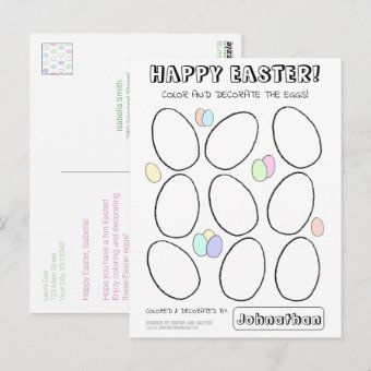 Custom Name Easter Egg Coloring Card for Kids | Zazzle
