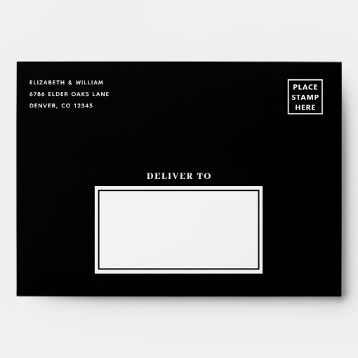 Custom Name Elegant Rose Stripes Gothic Wedding Envelope | Zazzle