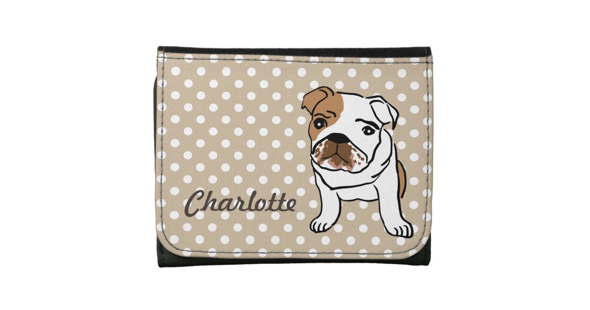 Custom Name English Bulldog Leather Wallet | Zazzle