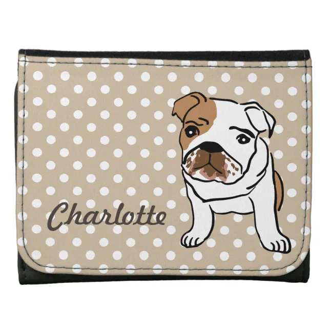 Custom Name English Bulldog Leather Wallet | Zazzle