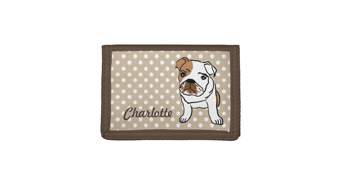 Custom Name English Bulldog Trifold Wallet | Zazzle