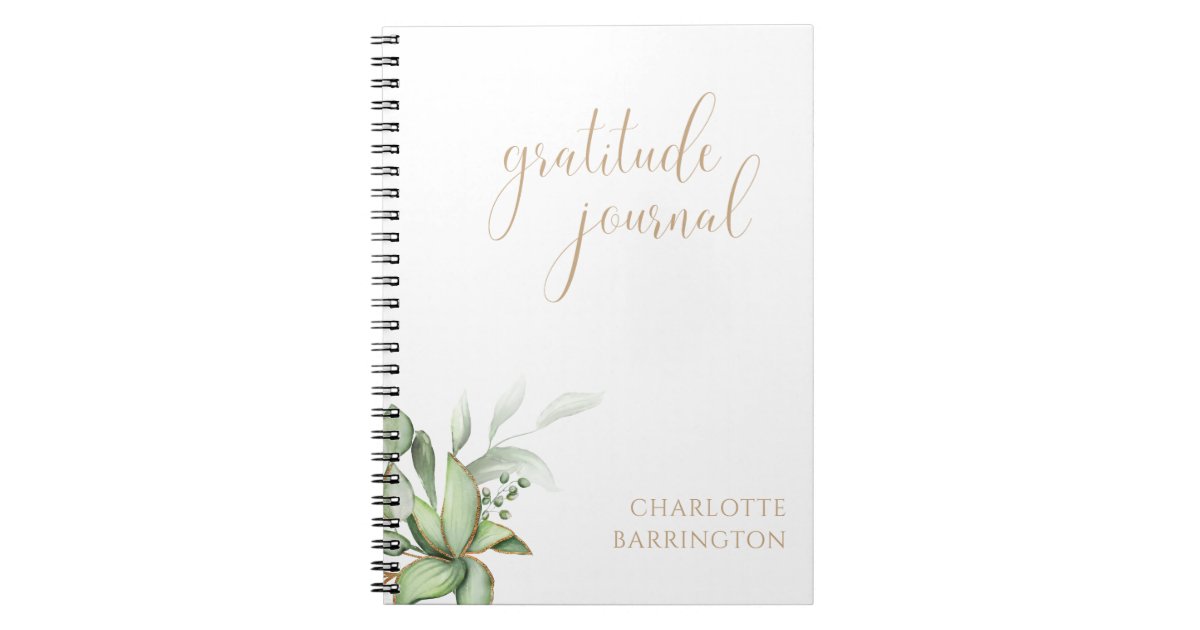 Custom Name Eucalyptus Greenery Gratitude Journal | Zazzle