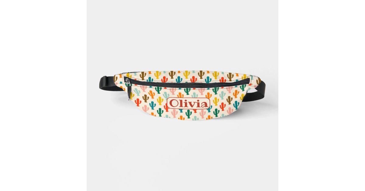 Custom Name Fanny Pack with Colorful Cacti | Zazzle