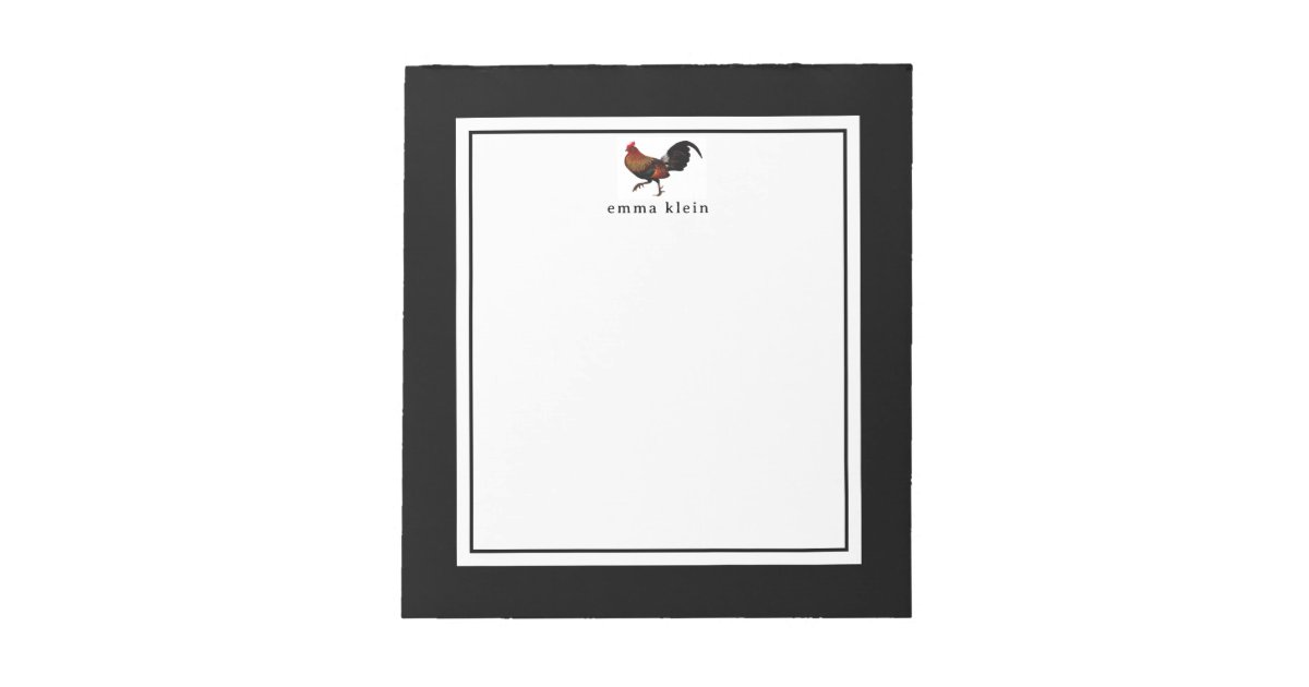 Custom Name Farmhouse Rooster Chicken Notepad | Zazzle