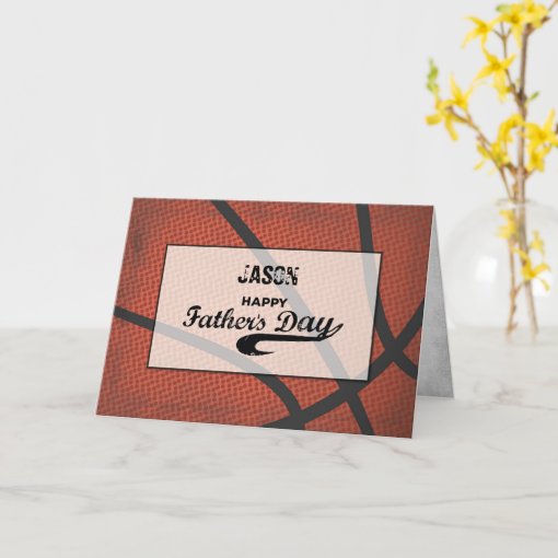 Custom Name Fathers Day Basketball Distressed Card | Zazzle