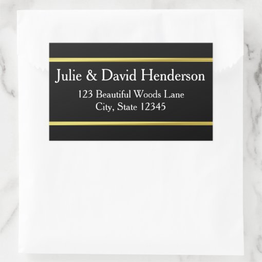 Custom Name Faux Gold Border Address Rectangular Sticker | Zazzle