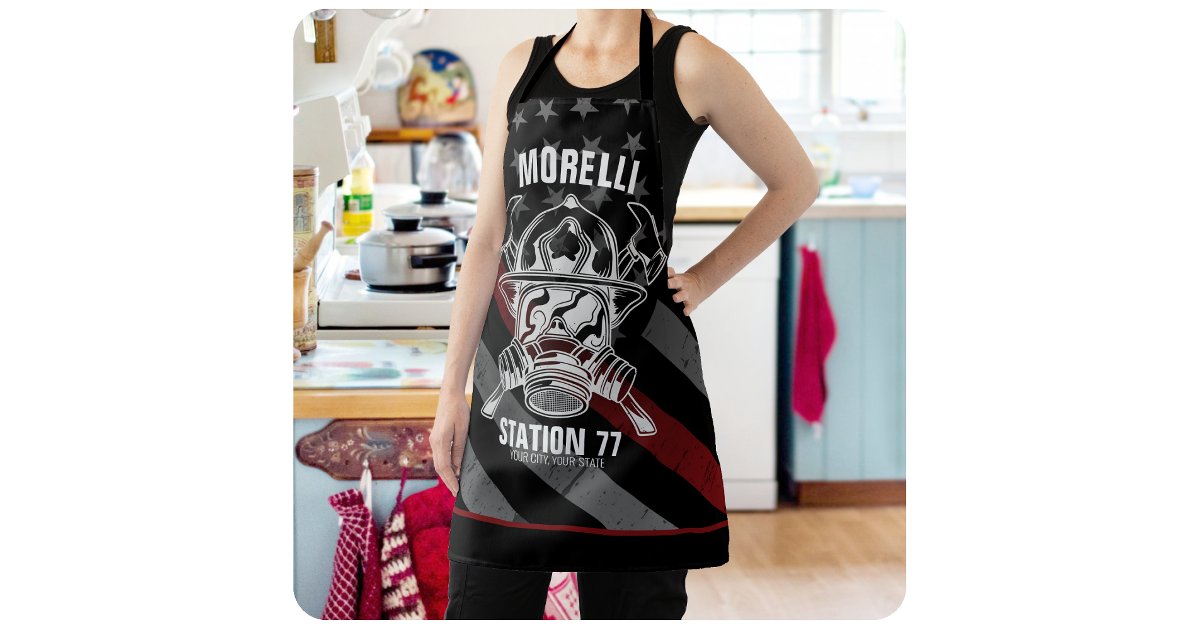 Custom NAME Firefighter Fire Department Station Apron | Zazzle