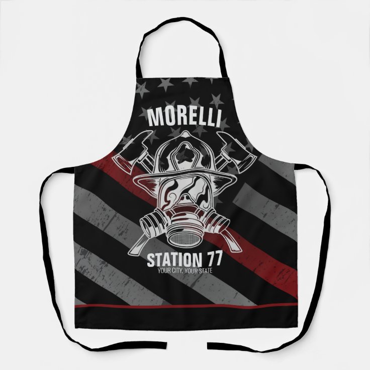 Custom NAME Firefighter Fire Department Station Apron | Zazzle