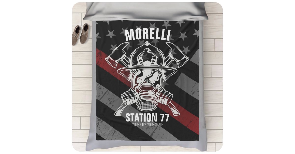 Custom NAME Firefighter Fire Department Station Fleece Blanket | Zazzle