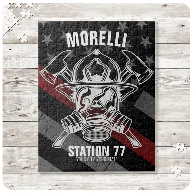 Custom NAME Firefighter Fire Department Station Jigsaw Puzzle | Zazzle