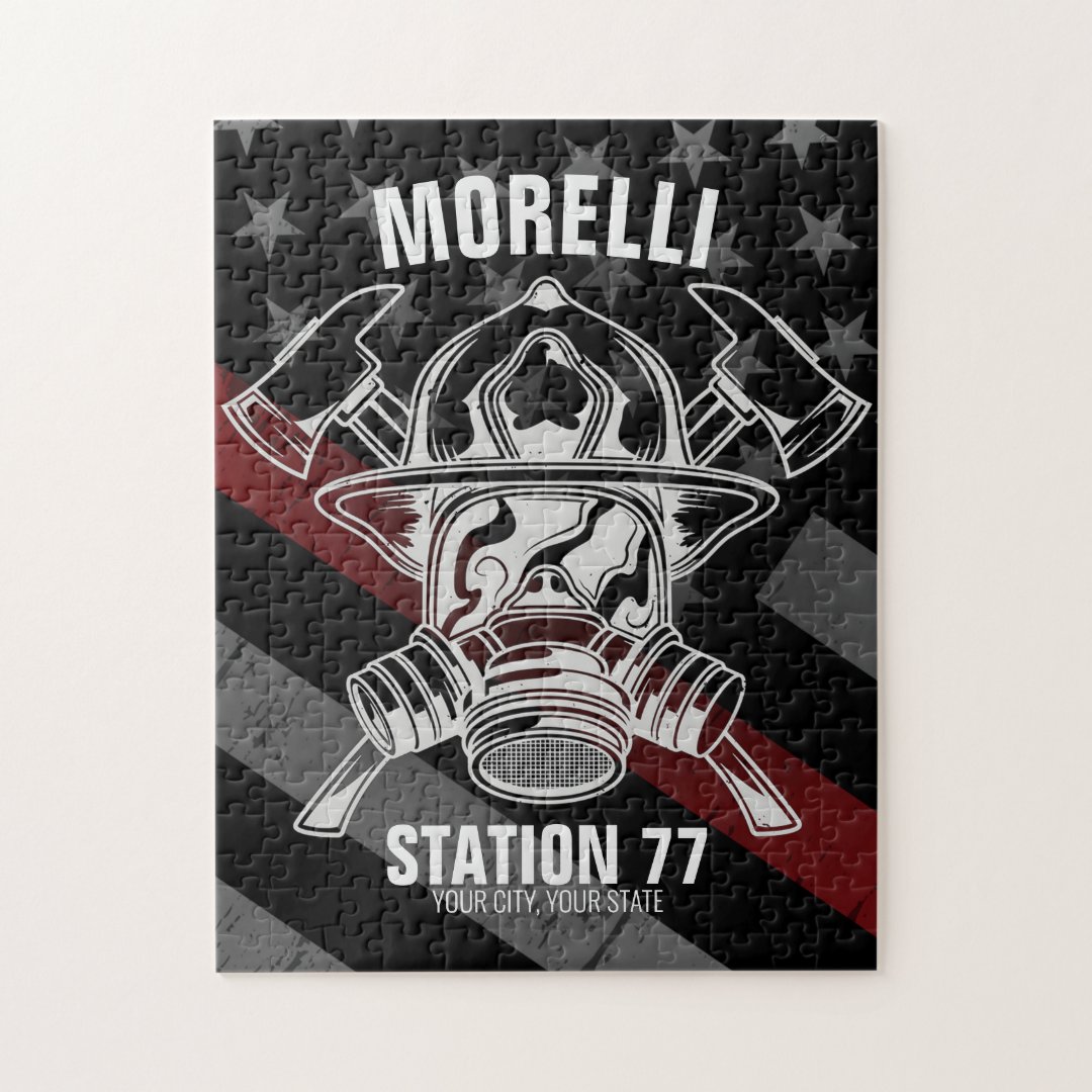 Custom NAME Firefighter Fire Department Station Jigsaw Puzzle | Zazzle