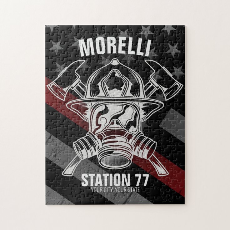 Custom NAME Firefighter Fire Department Station Jigsaw Puzzle | Zazzle