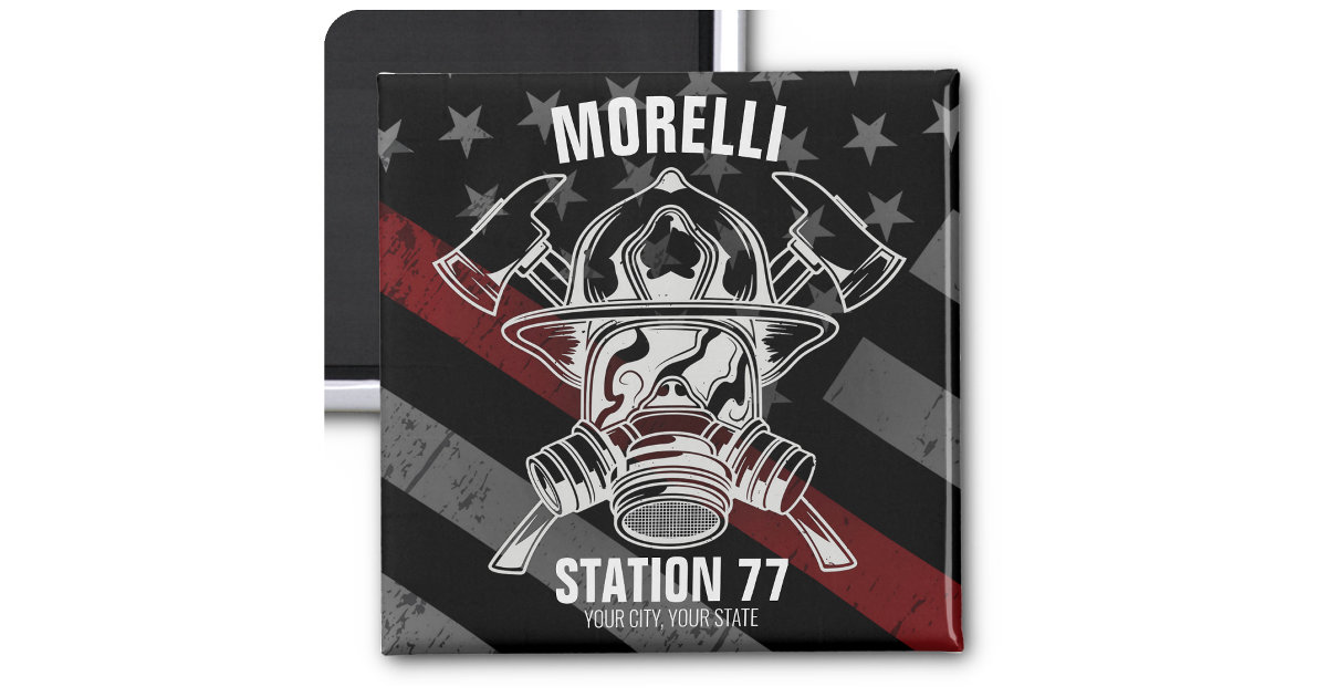 Custom NAME Firefighter Fire Department Station Magnet | Zazzle