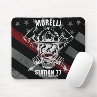 Custom NAME Firefighter Fire Department Station Mouse Pad | Zazzle