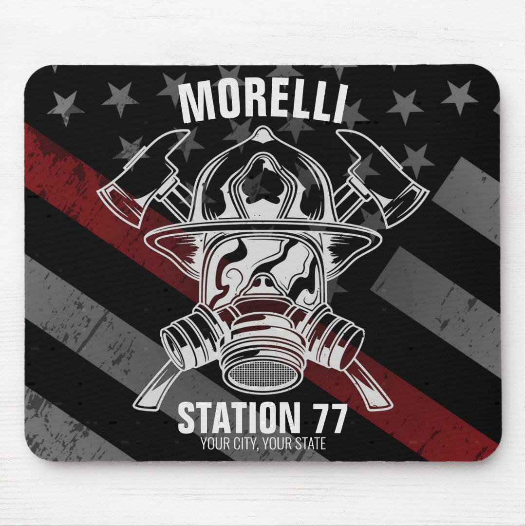 Custom NAME Firefighter Fire Department Station Mouse Pad | Zazzle