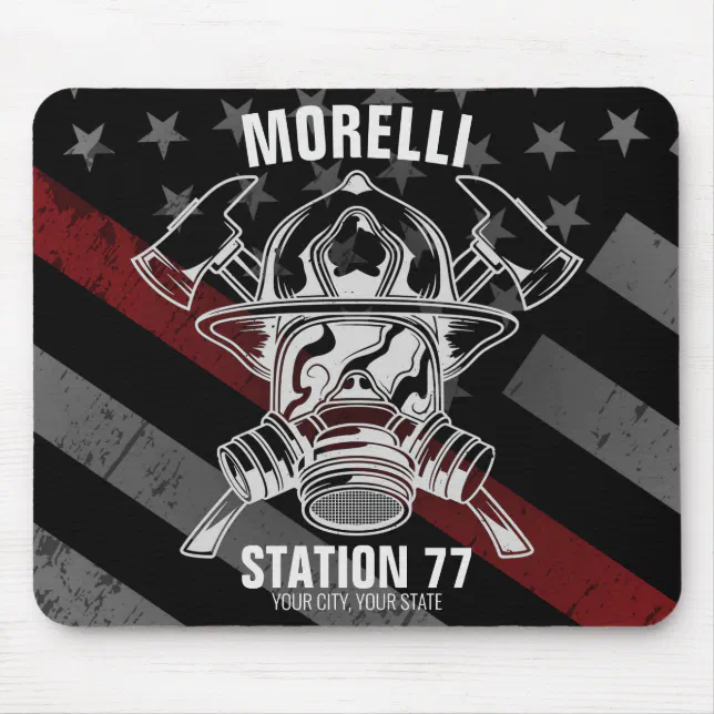 Custom NAME Firefighter Fire Department Station Mouse Pad | Zazzle