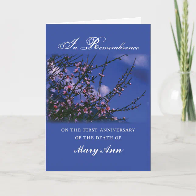 Custom Name First Remembrance Anniversary of Death Card | Zazzle