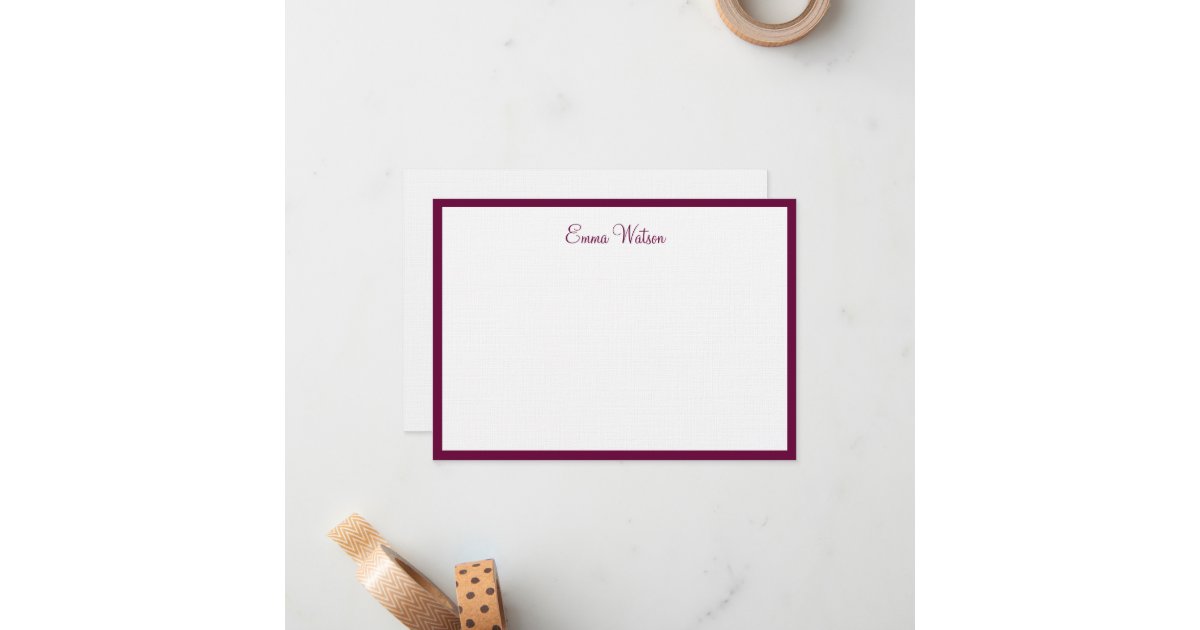 Custom Name Flat Note Card | Zazzle
