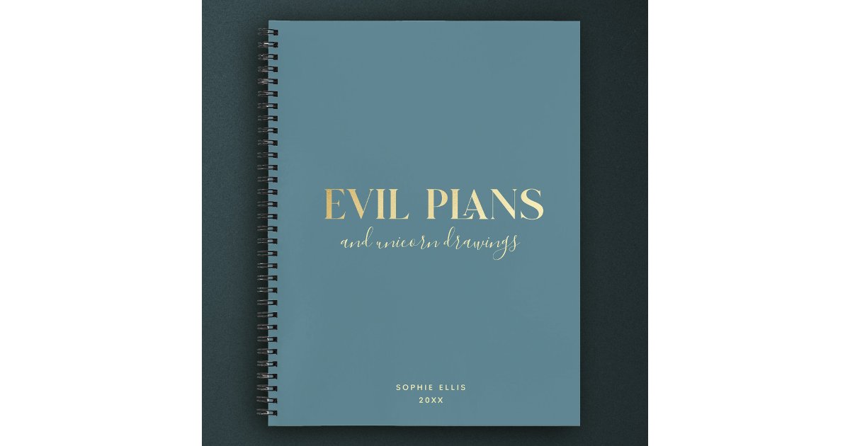 Custom Name Fun Cool Chic EVIL PLANS Planner Notebook | Zazzle