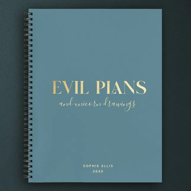 Custom Name Fun Cool Chic EVIL PLANS Planner Notebook | Zazzle