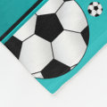 Custom name fun turquoise soccer balls fleece blanket | Zazzle