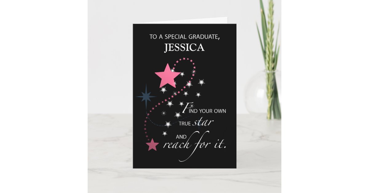 Custom Name Girl Graduation Star Congratulations Card | Zazzle