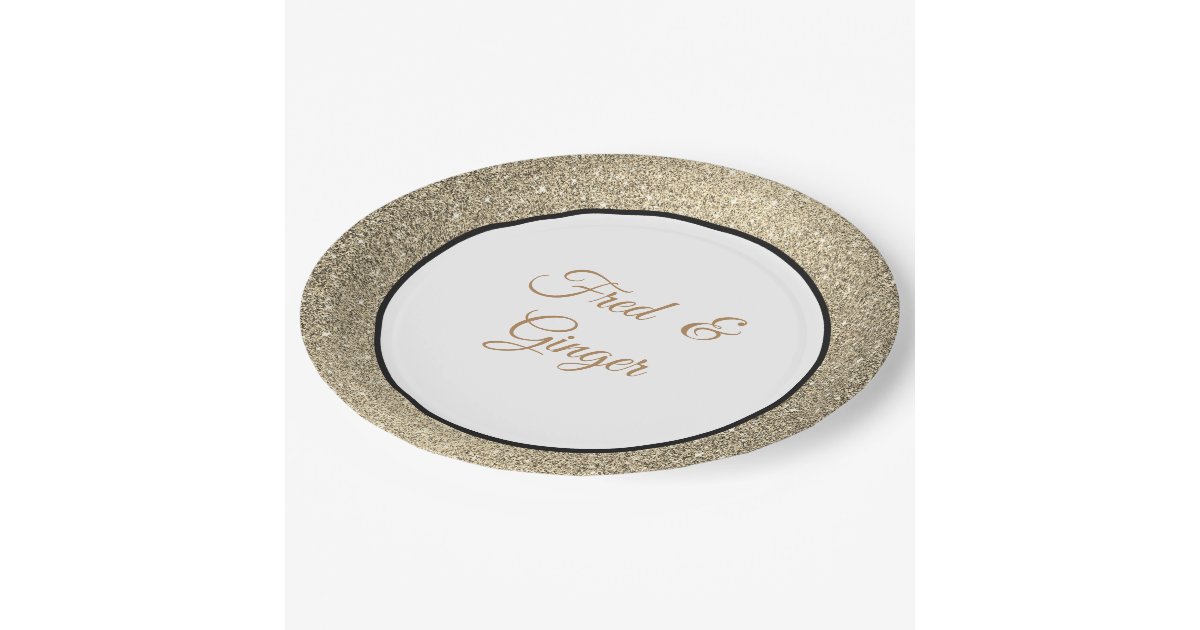 Custom Name Gold Glitter 9" Paper Plates | Zazzle