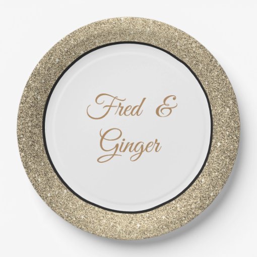 Custom Name Gold Glitter 9" Paper Plates | Zazzle
