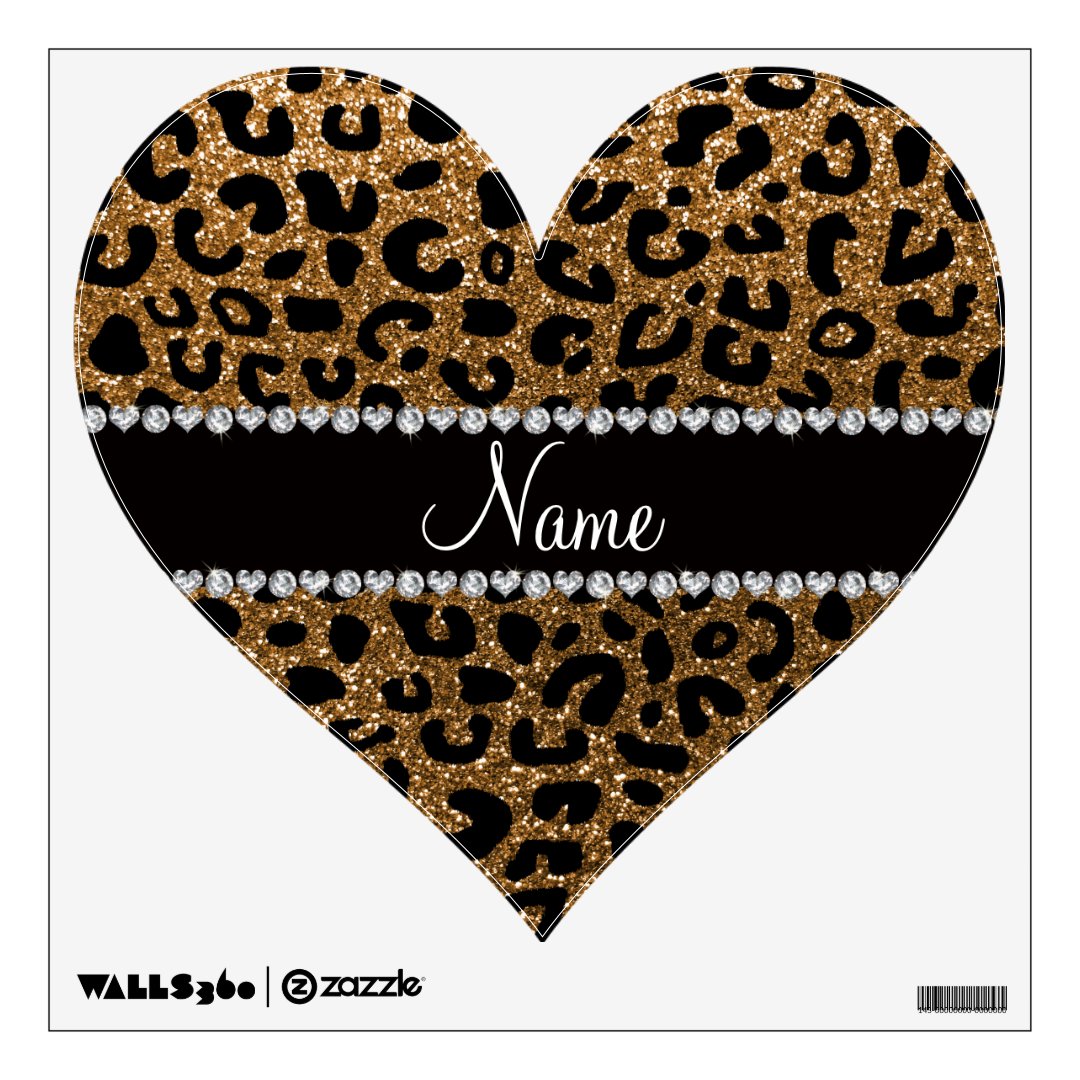 Custom name gold glitter cheetah print wall decal | Zazzle