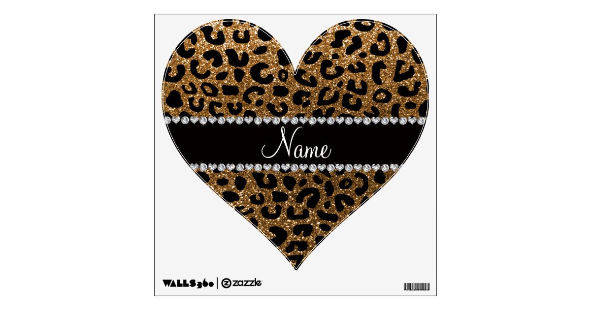 Custom name gold glitter cheetah print wall decal | Zazzle