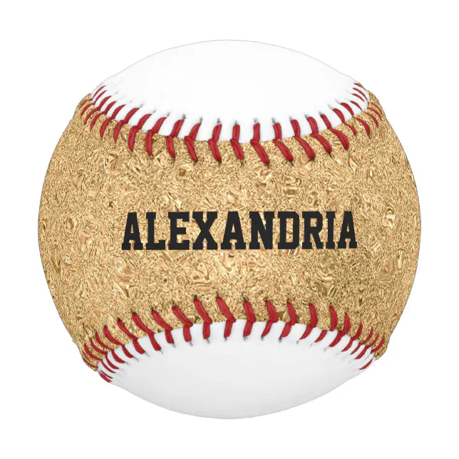 Custom Name Gold Glitter Foil Sparkle Baseball | Zazzle