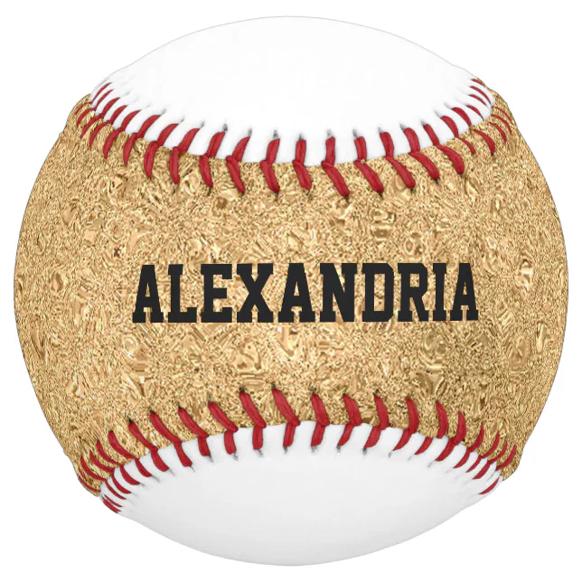 Custom Name Gold Glitter Sparkle Foil Softball | Zazzle