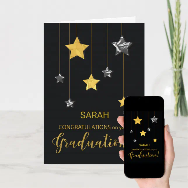 Custom Name Graduation Congratulations Gold Card | Zazzle