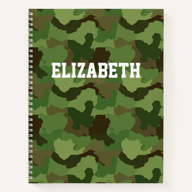 Custom Name Green Camouflage/Military Notebook | Zazzle
