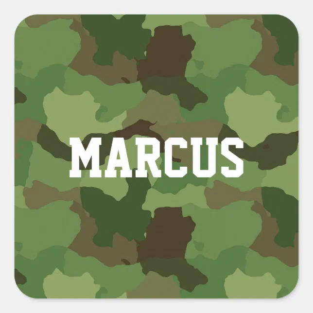 Custom Name Green Camouflage/Military Stickers | Zazzle