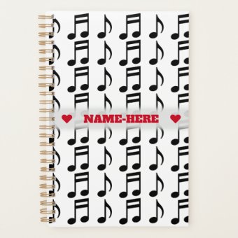 Custom Name + Grid of Musical Notes Planner | Zazzle