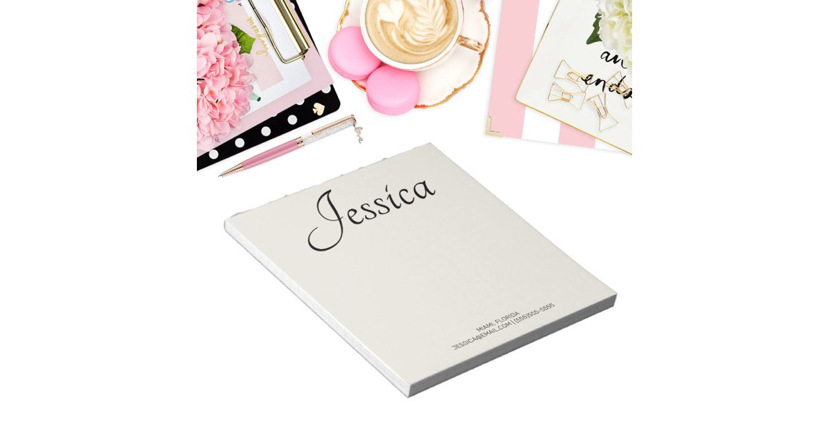 Custom Name Handwritten Script Contact Info Notepad | Zazzle